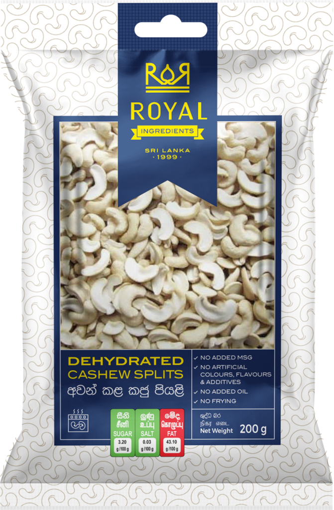 Dehydrated Cashews Splits Ingredient Pack 200g - Royal Cashews